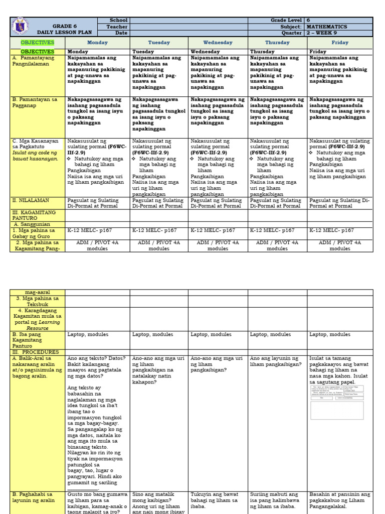 WEEK9 DLL FILIPINO | PDF