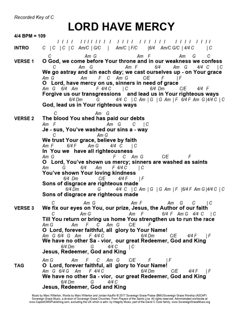 Lord Have Mercy - C - Album Chart | PDF | Grace In Christianity | Sin