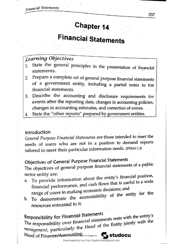 Chapter 14 Financial Statements | PDF