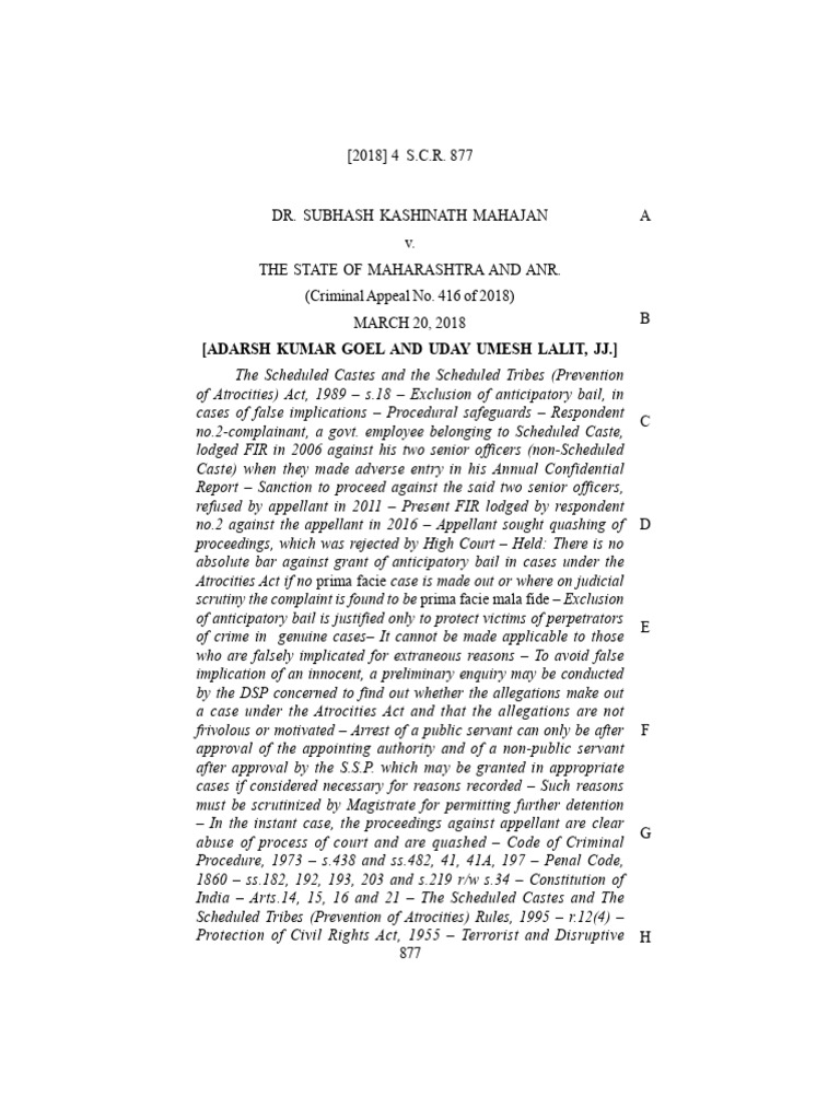 Subhash Kashinath Mahajan VS The State of Maharashtra and Anr. | PDF ...