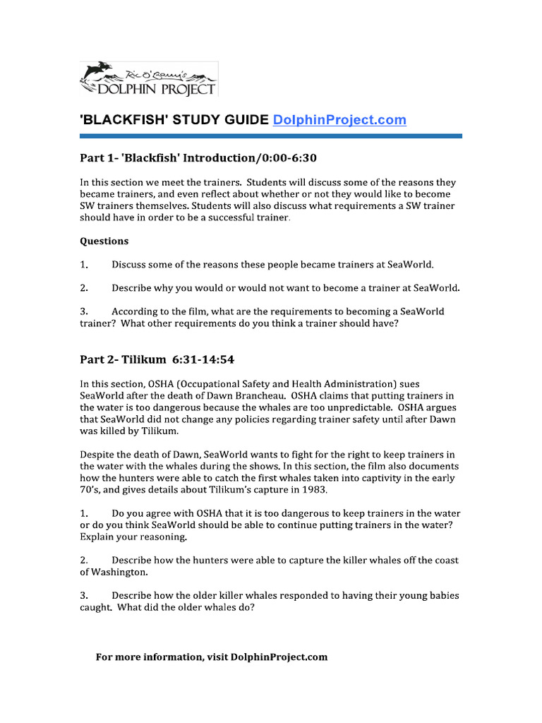 Blackfish Viewing Questions ALL | PDF