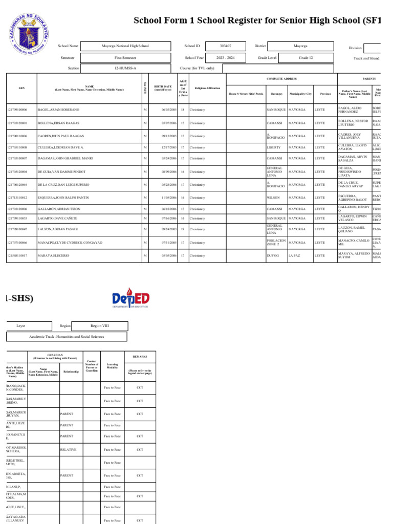 School Form 1 (SF 1) | PDF
