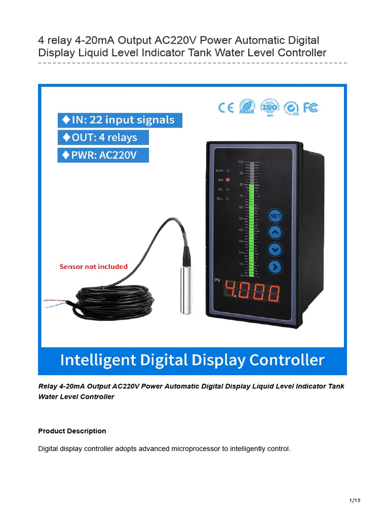 Automatic Digital Display Liquid Level Indicator | PDF