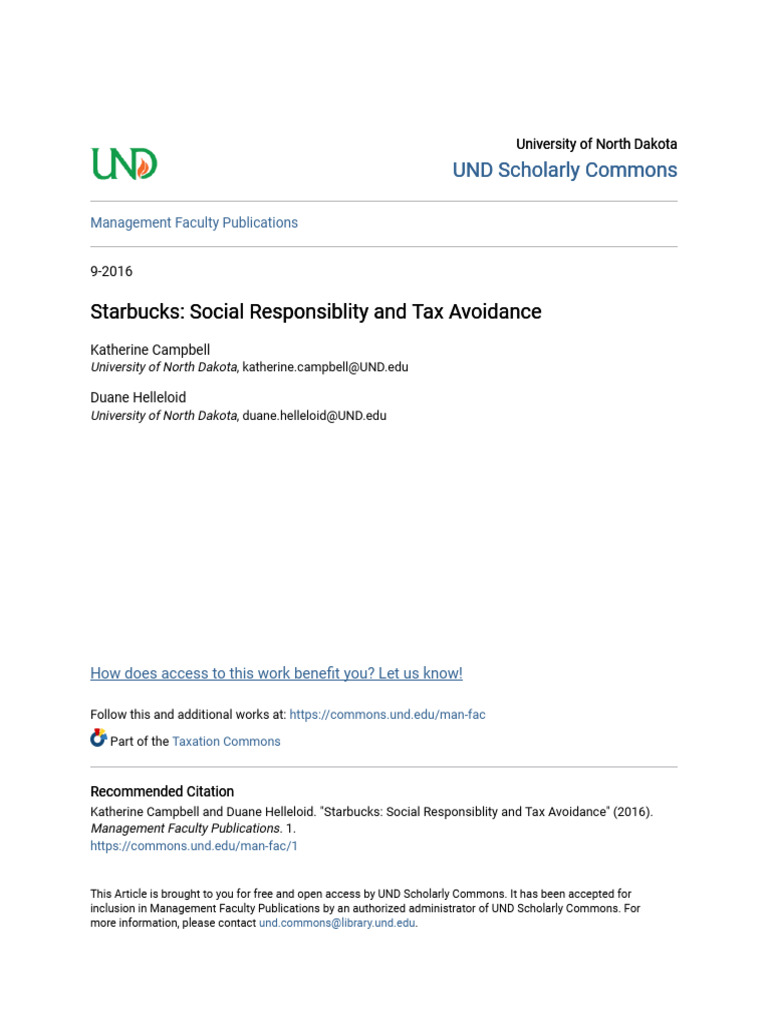 Starbucks - Social Responsiblity and Tax Avoidance | PDF | Taxes | Corporate Social Responsibility