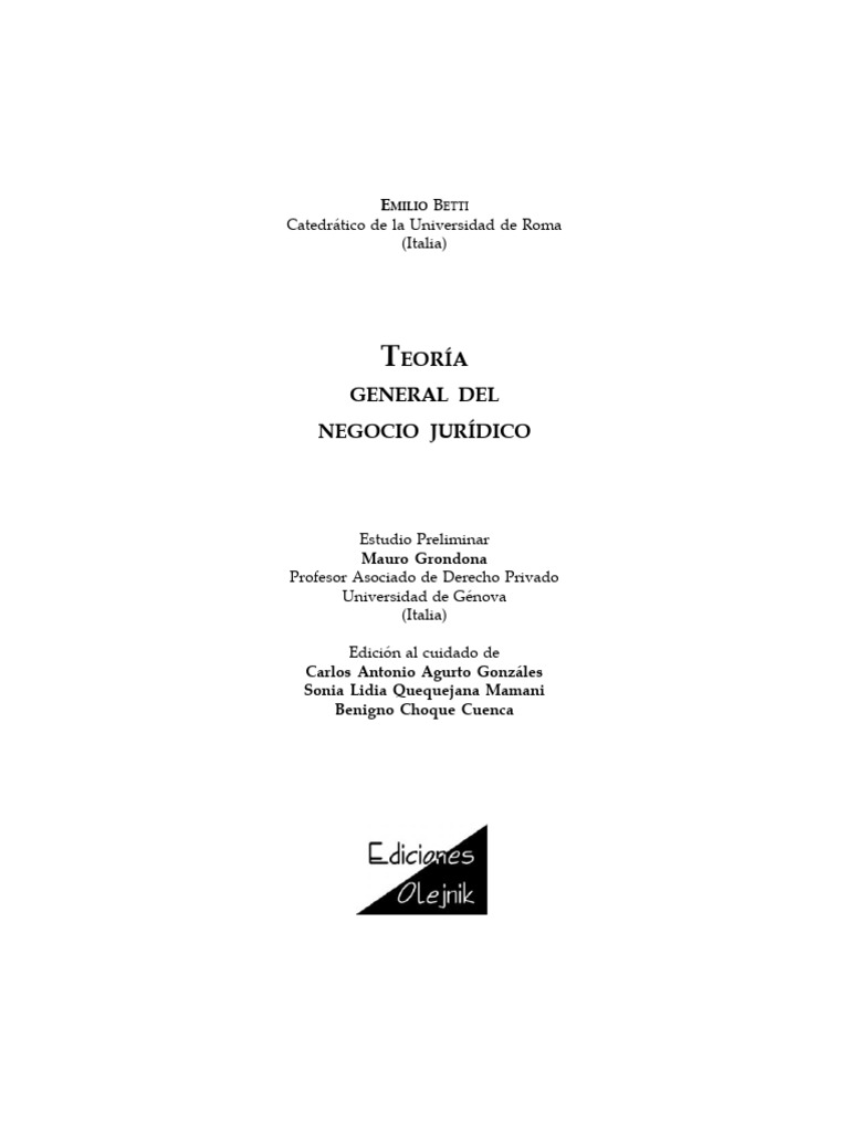 Emilio Betti Teoría General Del Negocio Jurídico Pagine 5 8 | PDF ...