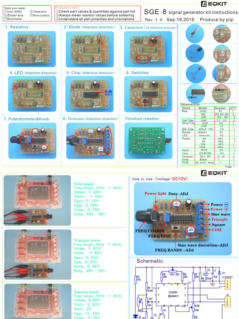 SGE 8 Signal Generator Kit Instructions | PDF | Electric Power ...