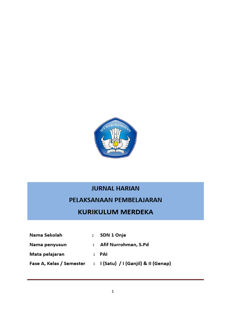 Jurnal Harian PAI Kelas 1 Kurikulum Merdeka | PDF
