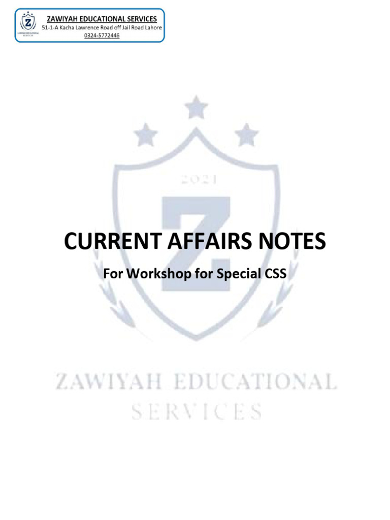 Current Affairs Notes Special For CSS | PDF | Bric | International ...