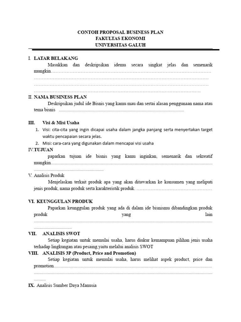 Proposal Bisnis Plan | PDF