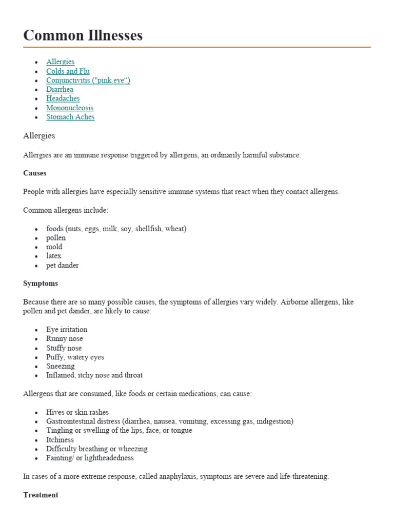 Common Illnesses For Conversation Team Health | PDF | Common Cold | Flatulence