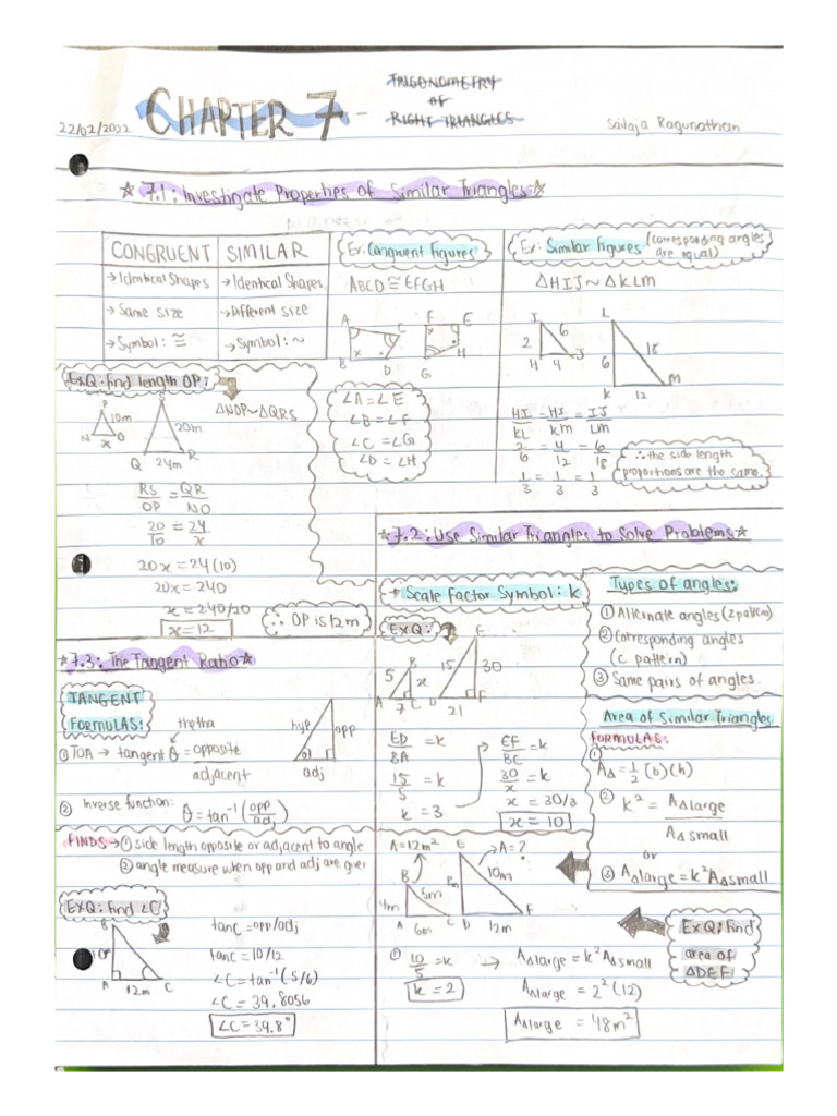 Level 4 Study Note Chapter 7 - Trigonometry of Right Triangles | PDF