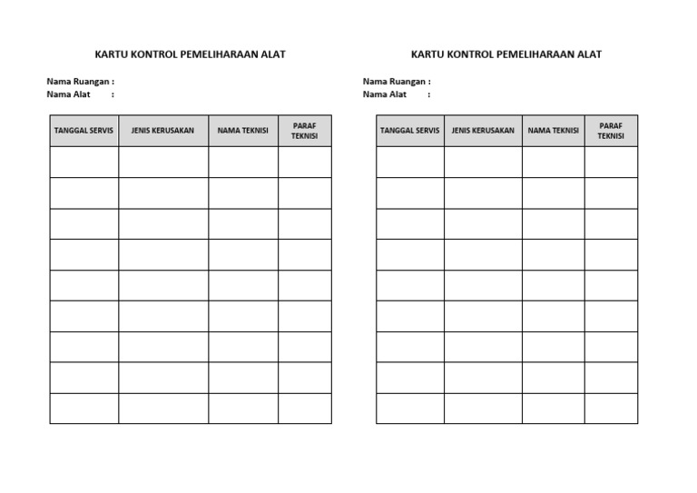 Kartu Kontrol Servis Ac | PDF