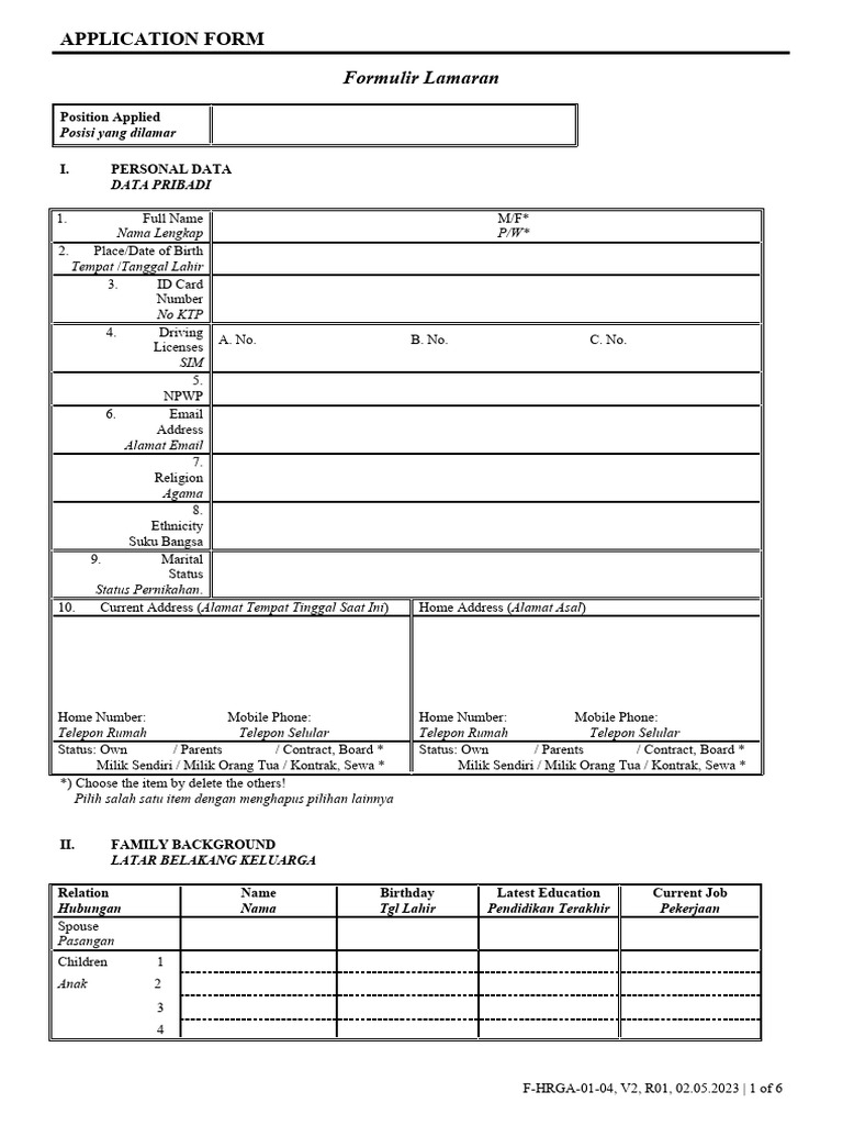 F-HRGA-01-04 Form Application V2 R01 | PDF