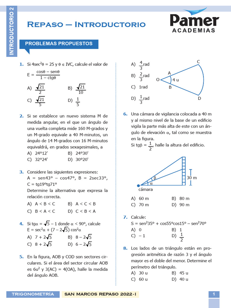 Ejercicios de Trigonometría y Problemas | PDF | Métodos y materiales de ...