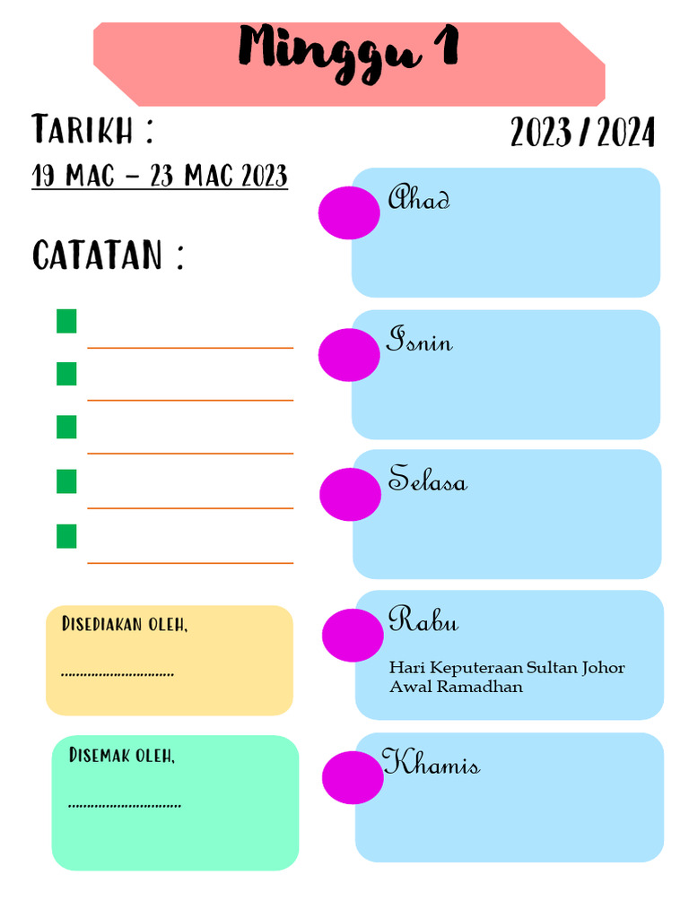 Pembahagi Mingguan 2023_2024 | PDF