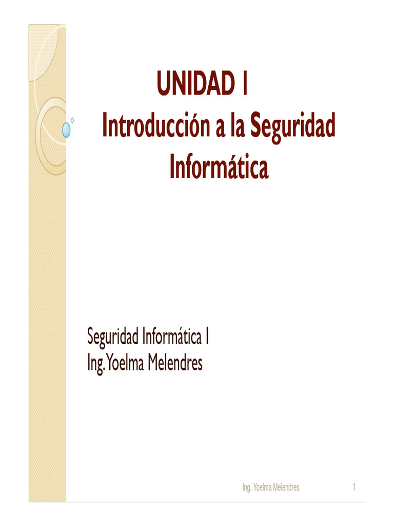 UNIDAD 1 - Introducción A La Seguridad Informatica | PDF | La seguridad informática | Seguridad