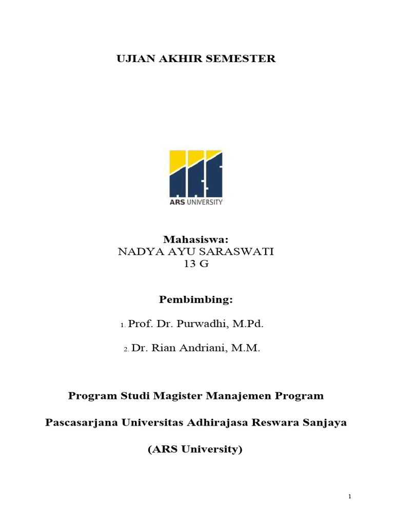 Soal UAS Teori Organisasi Nadya Ayu Saraswati | PDF Soal UAS Teori Organisasi Nadya Ayu Saraswati | PDF