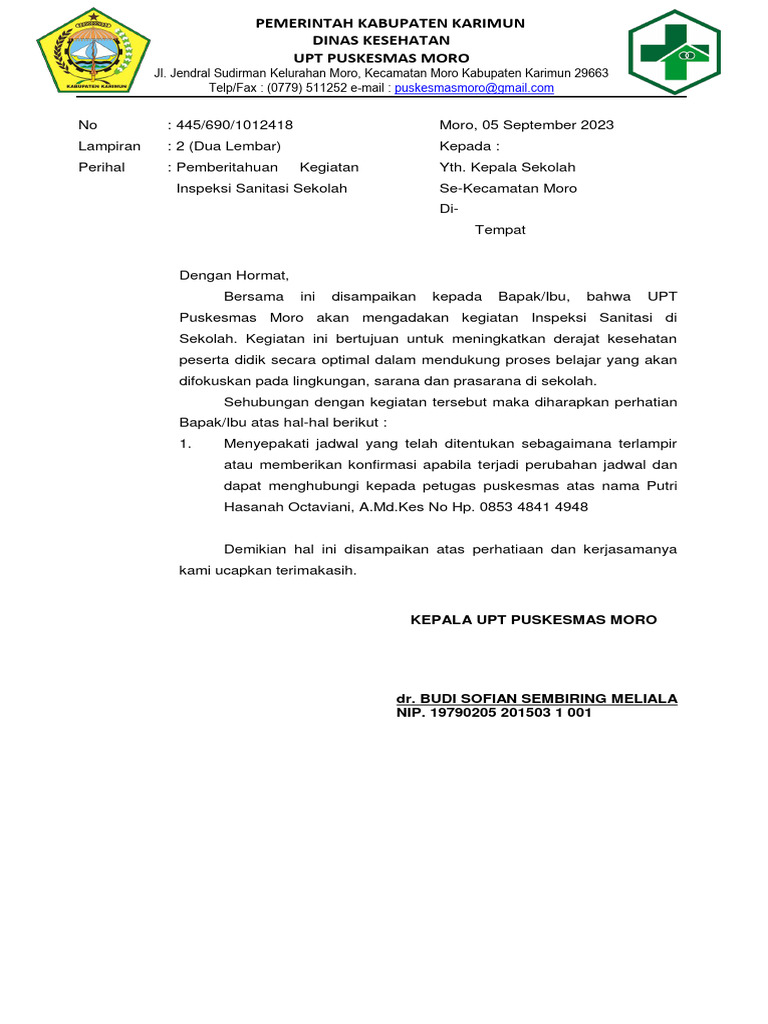 Surat Pemberitahuan Ikl Sekolah | PDF | Kesehatan Holistik