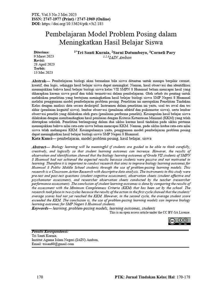 Pembelajaran Model Problem Posing Dalam | PDF