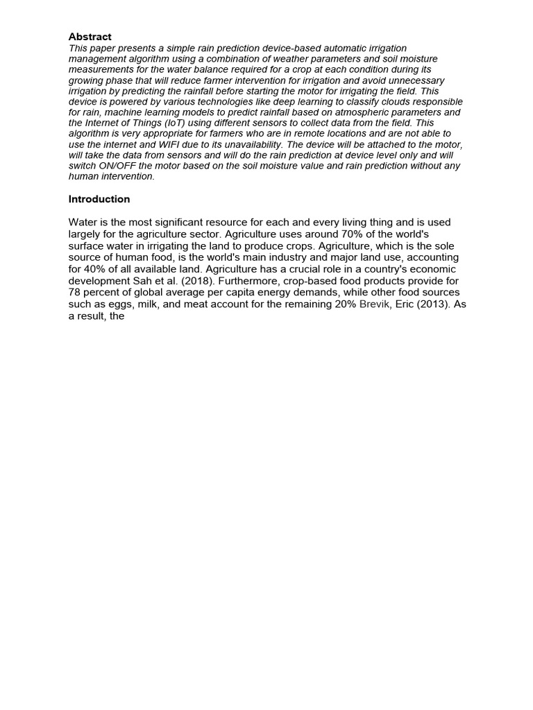 Smart Irrigation with Rain Prediction Tech | PDF | Agriculture ...