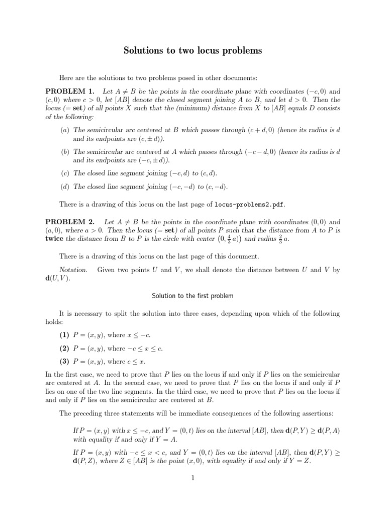 Locus Problems | PDF