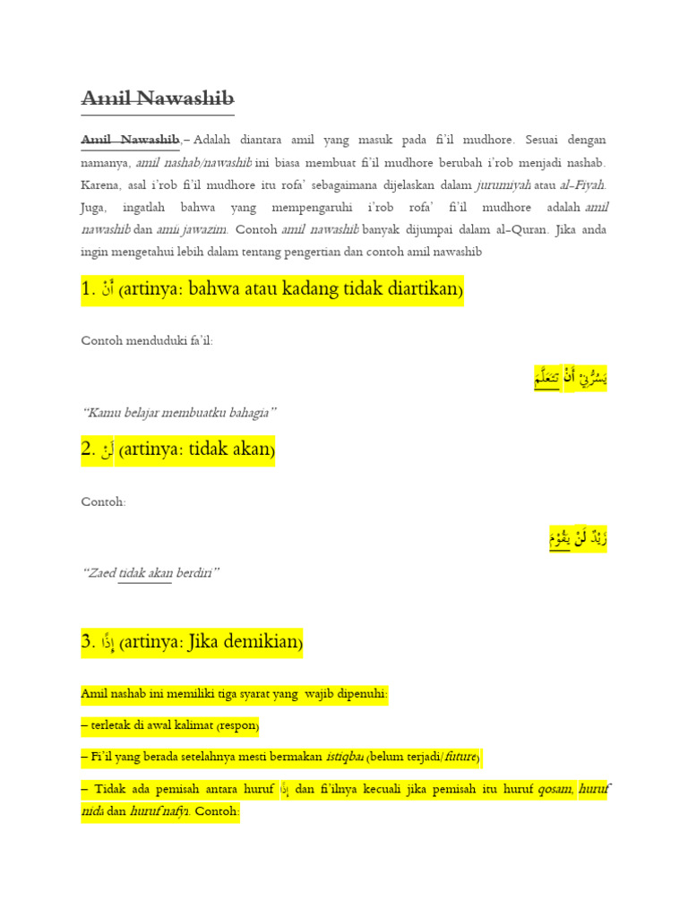 Amil Nawasib Dan Amil Jawazim Berserta Contohnya | PDF