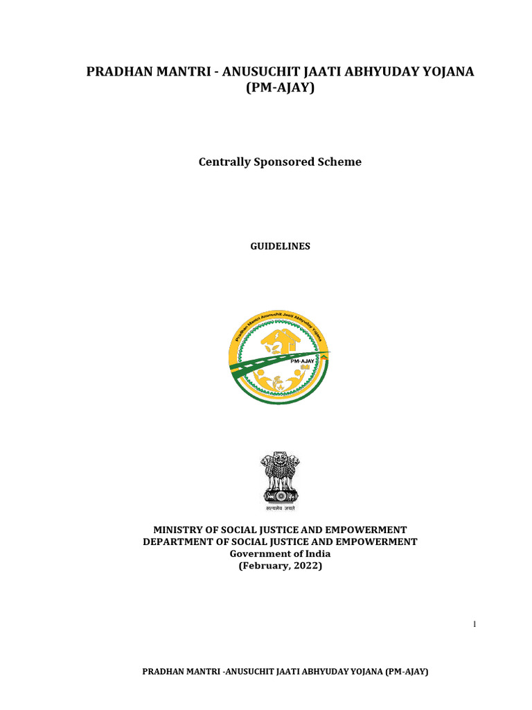 Pradhan Mantri - Anusuchit Jaati Abhyuday Yojana (PM-AJAY) : Centrally Sponsored Scheme | PDF ...