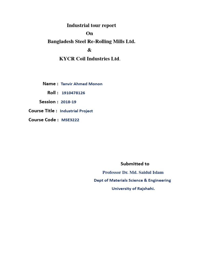 Industrial Tour Report: BSRM & KYCR Insights | PDF | Scrap | Rolling ...