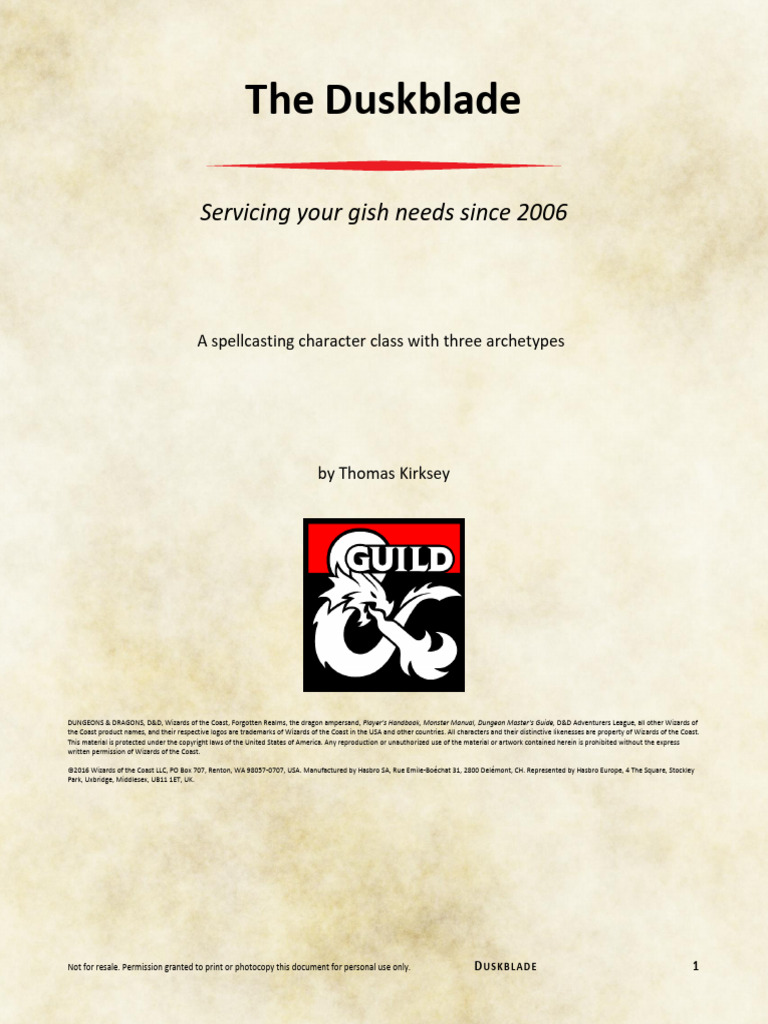 959981-The Duskblade Rev 2.0 | PDF | Wizards Of The Coast | Dungeons ...