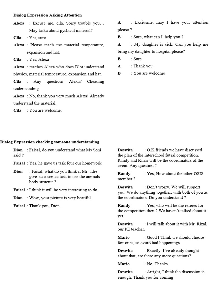 Dialog Expression Asking Attention | PDF