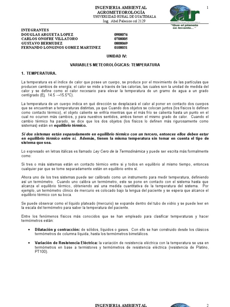 Resumen Variable Temperatura | Descargar gratis PDF | Celsius | Fahrenheit