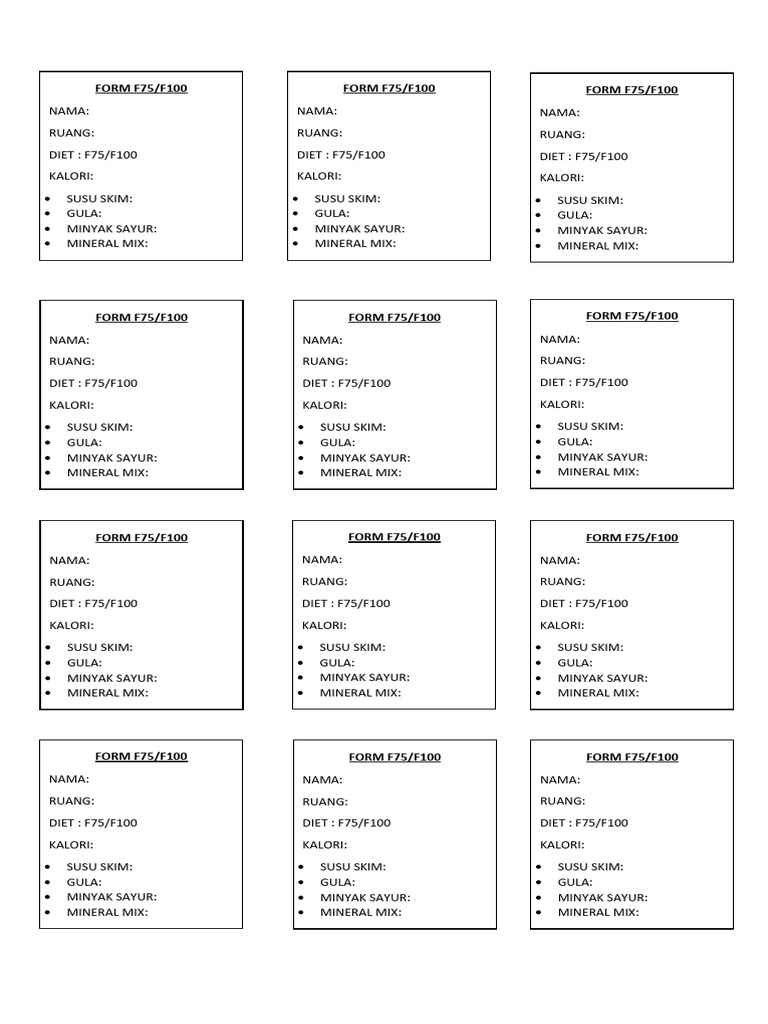 Form F75, F100 | PDF