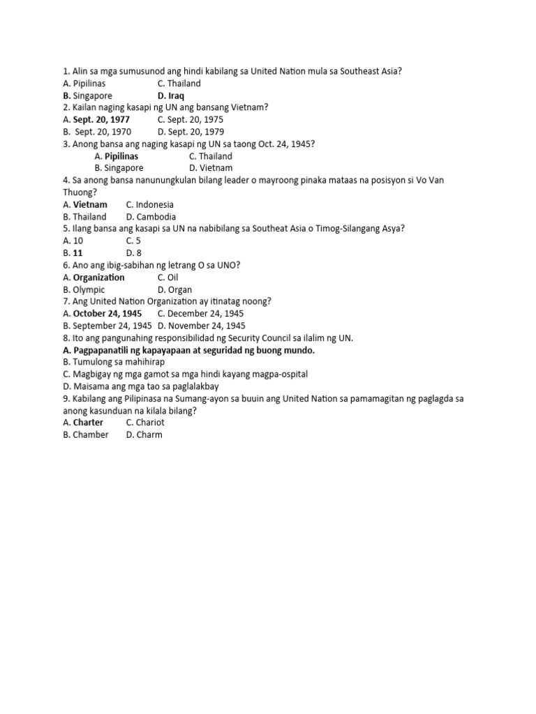 Asean Quiz Bee | PDF