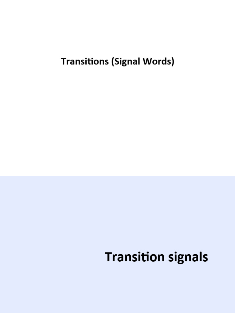 Tranistions - Signal Words | PDF | Grammar | Linguistics