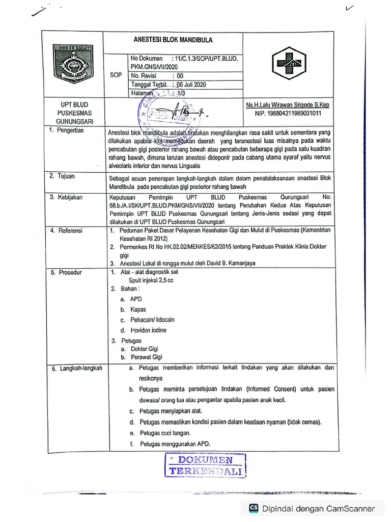 3.4.1 EP A.2 SOP Pelayanan Anastesi | PDF