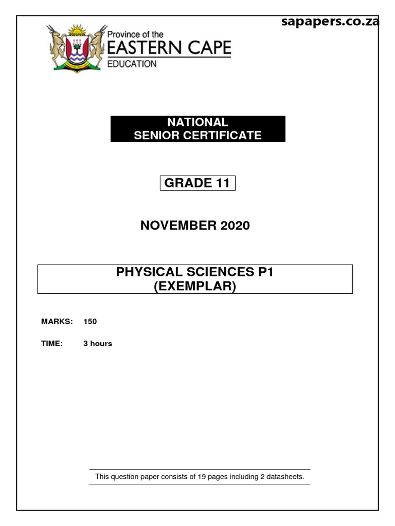 Physical Sciences - Paper 1 | PDF | Force | Orbit