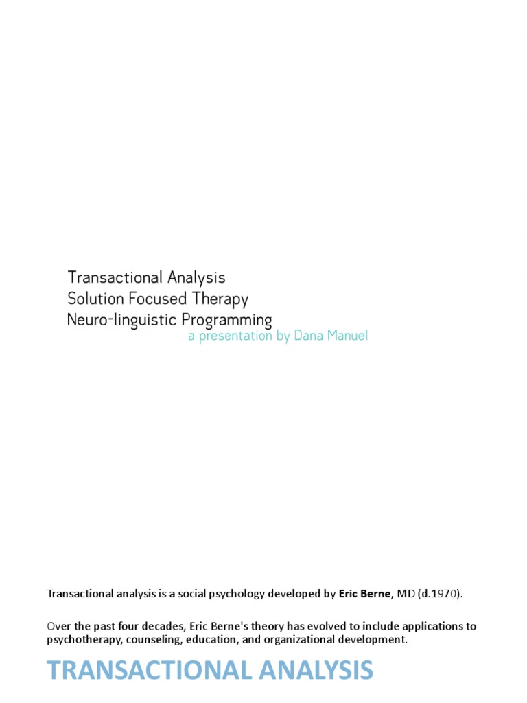 Transactional Analysis | PDF | Psychotherapy | Mental Health