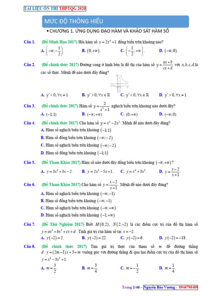 2d1-2 Ứng Dụng Đạo Hàm Và Kshs | PDF