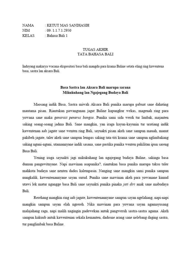 Tata Basa Bali | PDF