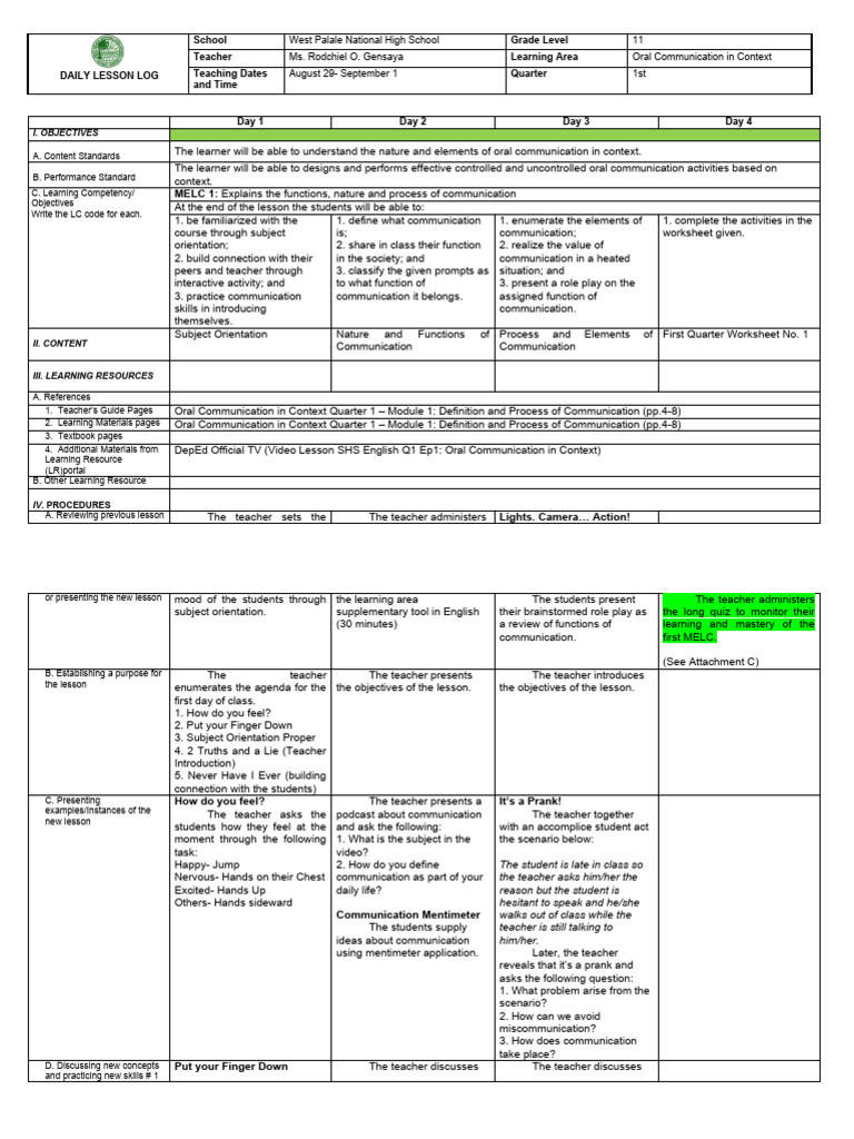 DLL Week 1 | PDF | Communication | Learning