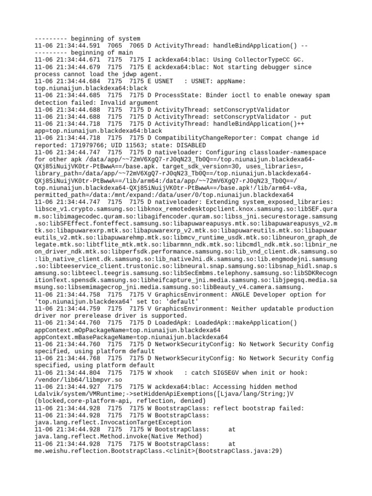 top.niunaijun.blackdexa64_logcat | PDF | Java (Programming Language) | Computer Engineering