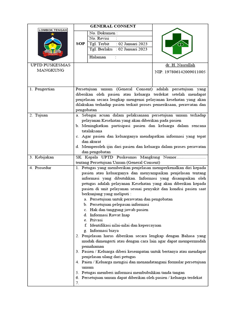 3114 Sop General Consent | PDF
