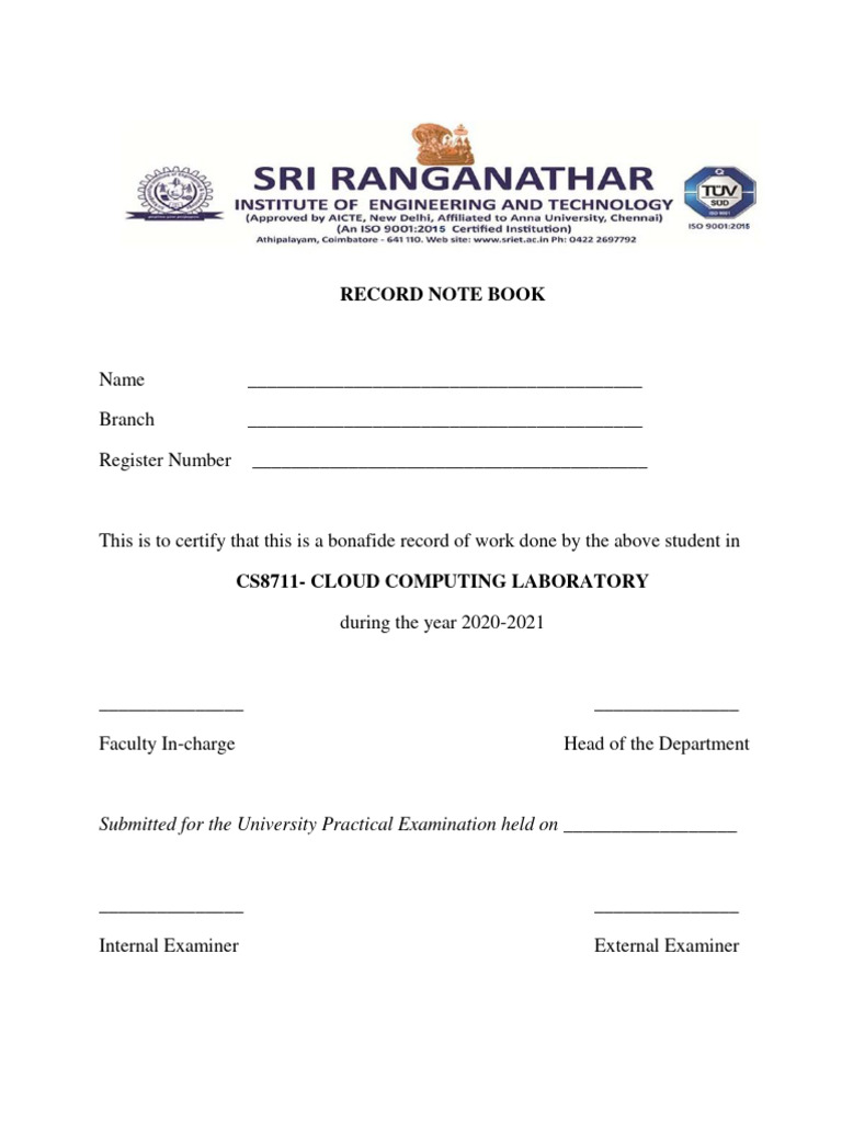 CS8711 - Cloud Computing Record | Download Free PDF | Apache Hadoop | Installation (Computer ...