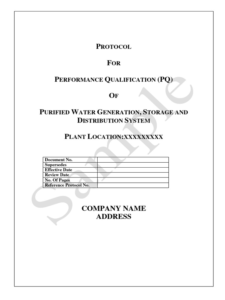 PQ Sample Protocol - Water Syatem | PDF | Quality Assurance | Purified ...