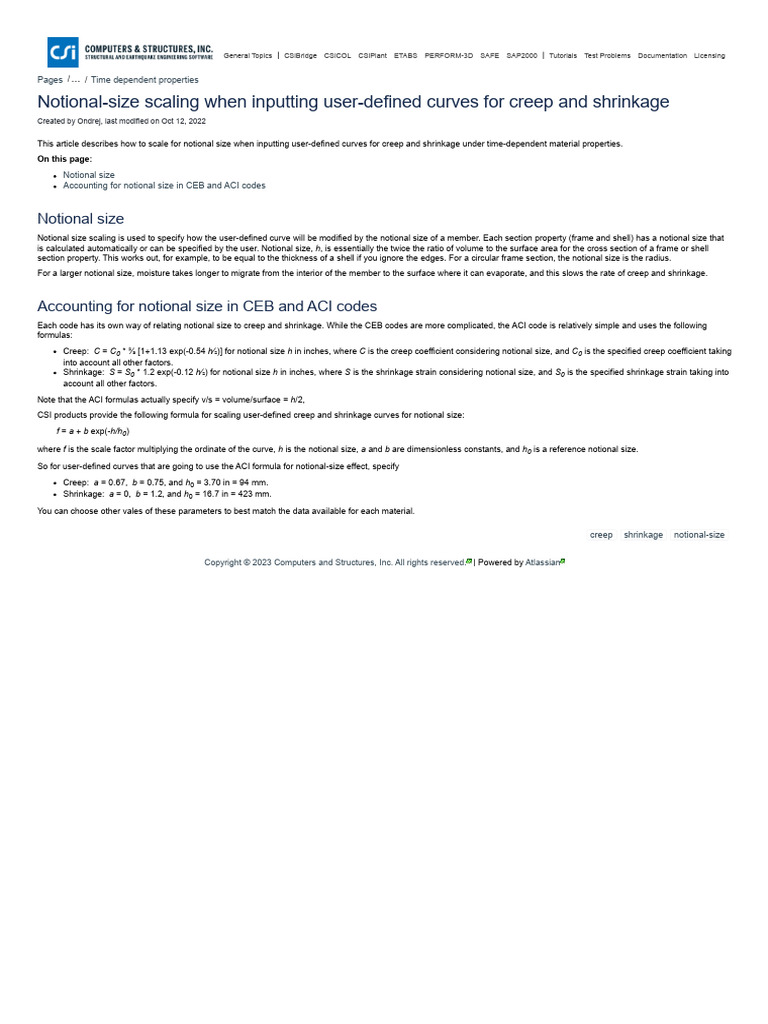 Notional-Size Scaling When Inputting User-Defined Curves For Creep and ...