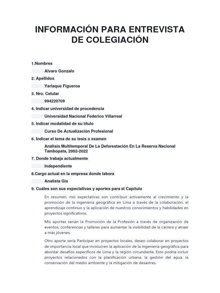 Para Entrevista Cip - Alvaro | PDF