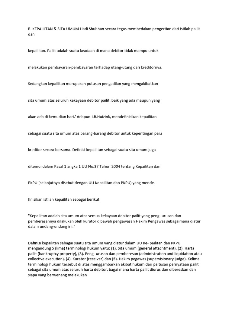 Insolvensi Dalam Kepailitan | PDF