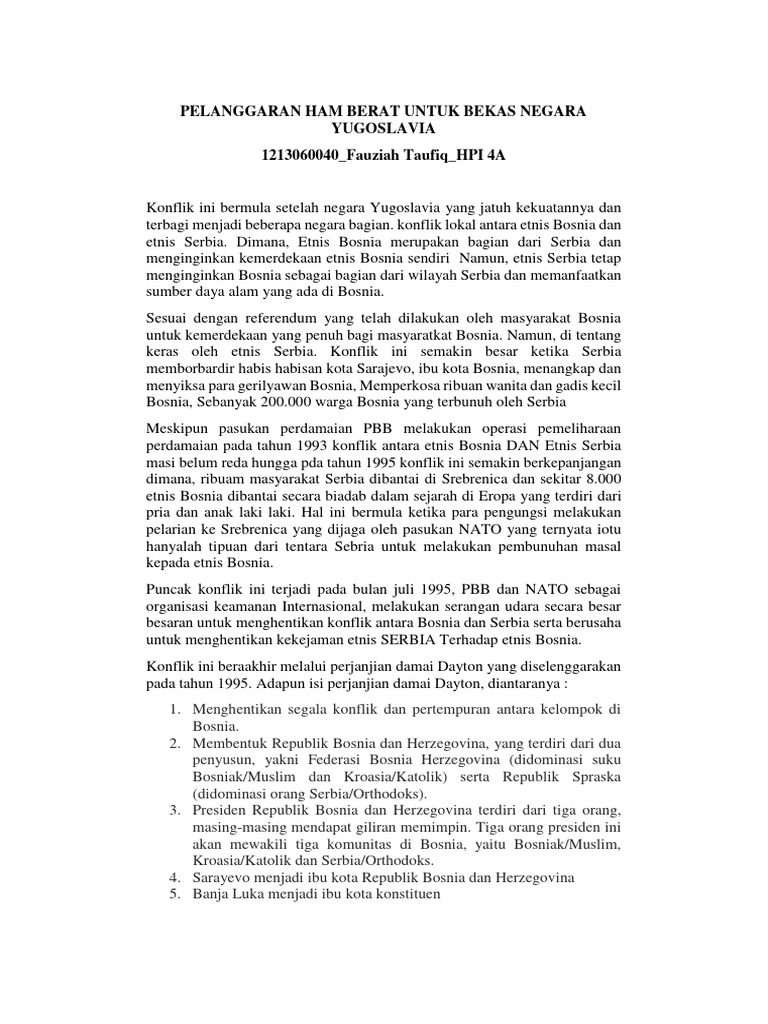 Essay Uas Hukum Pidana Internasional 1213060040 Fauziah Taufiq Hpi 4a | PDF | Politik | Ilmu Sosial