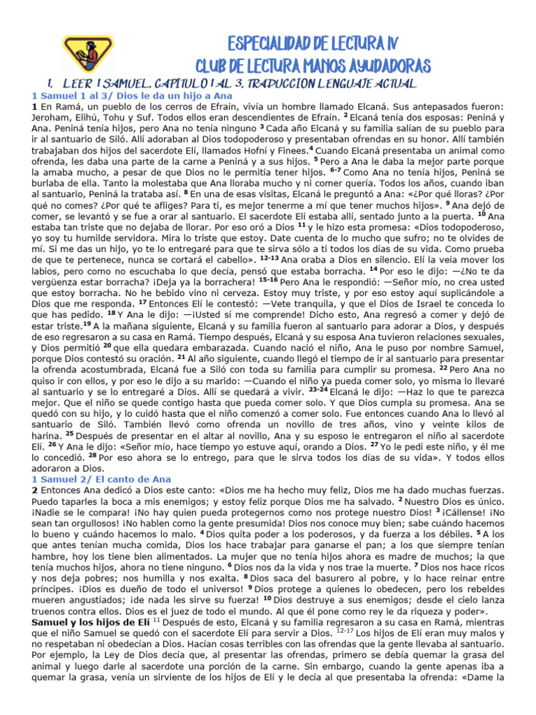 Especialidad de Lectura Iv-Manos Ayudadoras | PDF | Sacerdote | Jesús