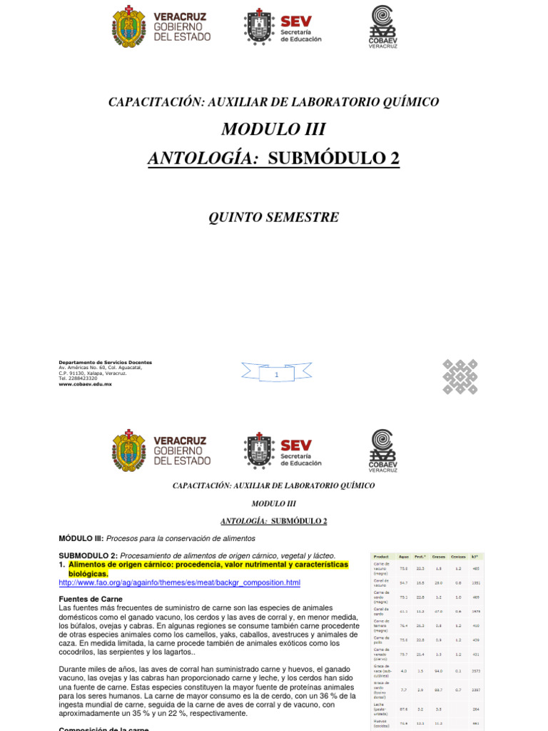 ANTOLOGIA MODULO III Submodulo 2 | PDF | Carne | Ph